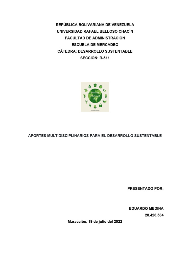 DESARROLLO SUSTENTABLE INFORME EDUARDO MEDINA | PDF | Desarrollo sostenible | Sustentabilidad