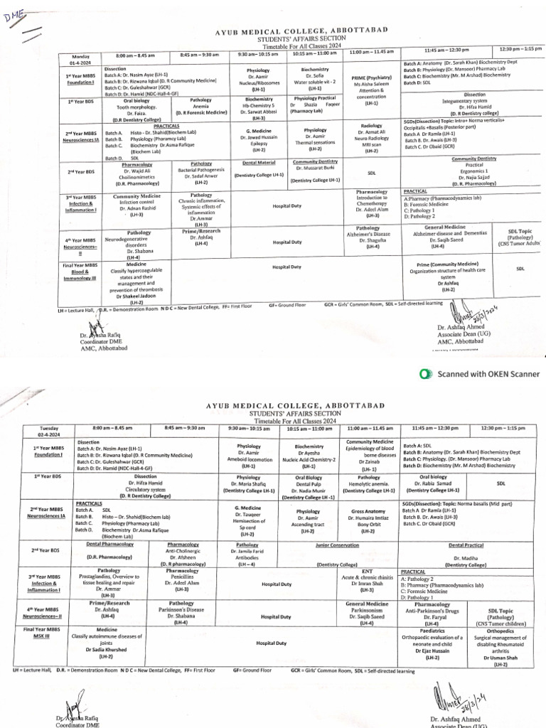 Timetable 1st April 2024 | PDF