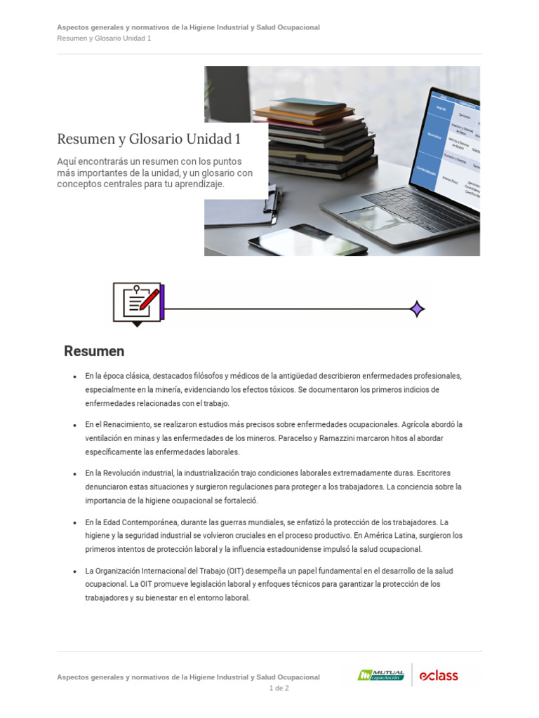 Aspectos Generales y Normativos de La Higiene Industrial y Salud Ocupacional Resumen y Glosario ...