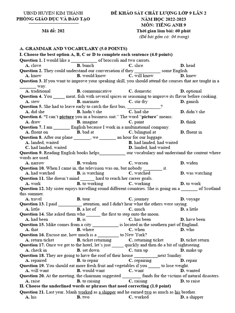 DE KS ANH 9 chuan - 202 | PDF