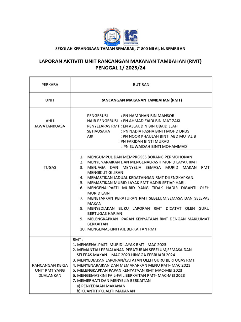 LAPORAN RMT 2023 | PDF