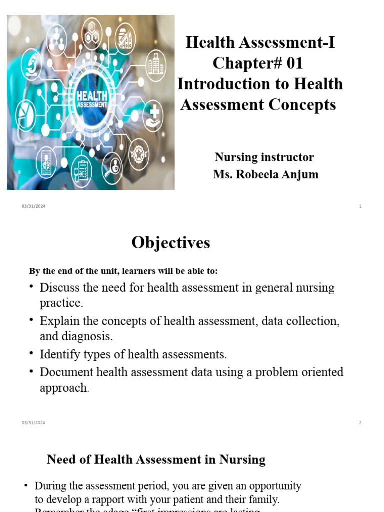 Introduction To Health Assessment Concepts | PDF | Physical Examination ...