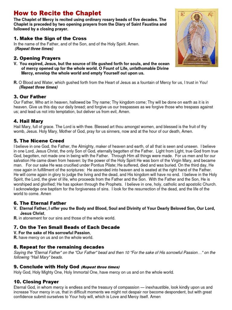 Divine Mercy Chaplet With Icon Image | PDF | God The Father | Lord's Prayer