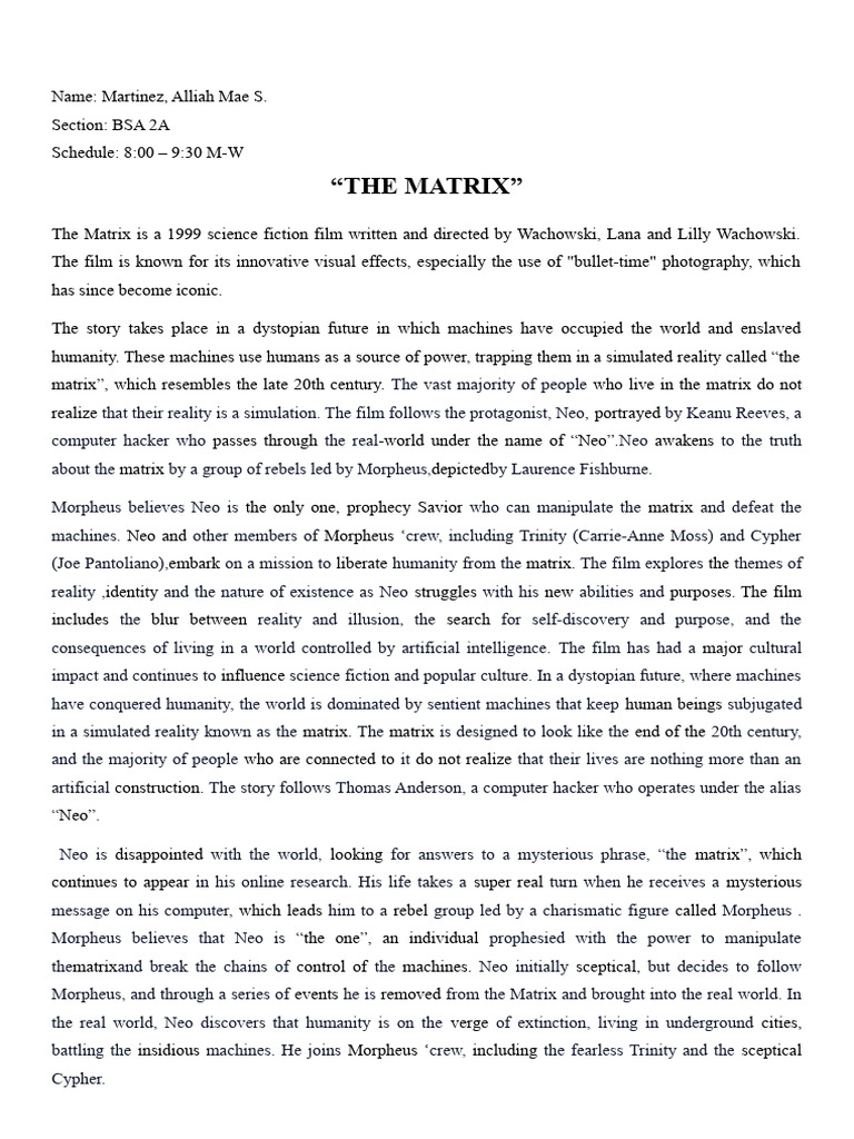 Template For The Matrix | PDF
