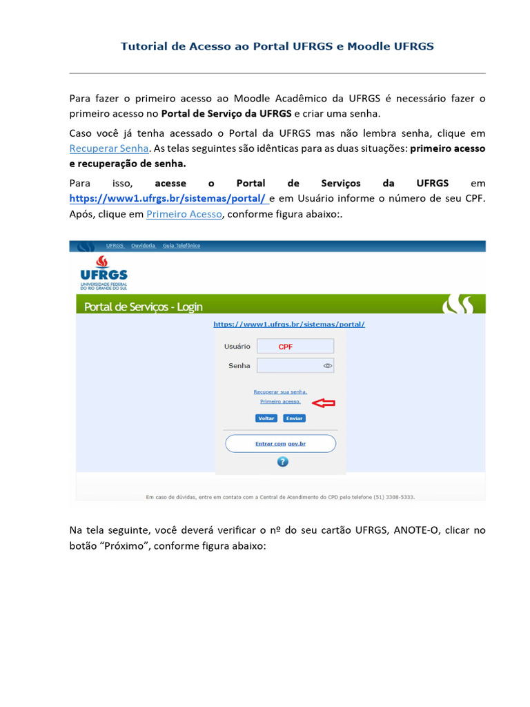 Acesso ao Portal e Moodle UFRGS | PDF | Senha | Ciberespaço