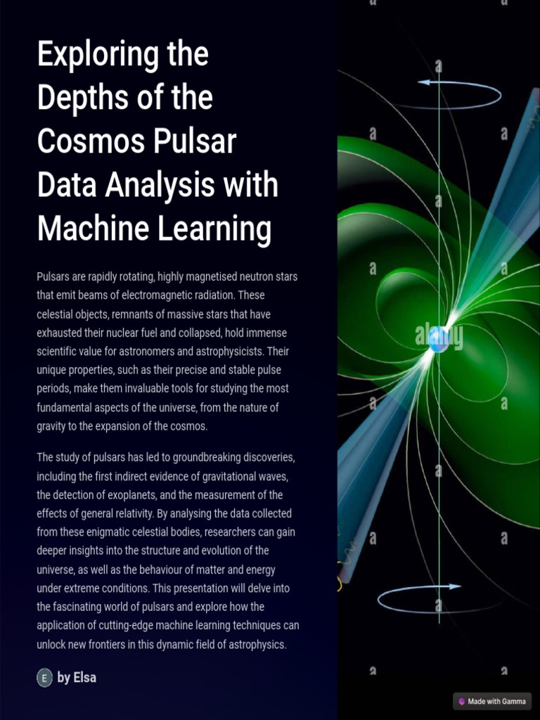 Exploring The Depths of The Cosmos Pulsar Data Analysis With Machine ...