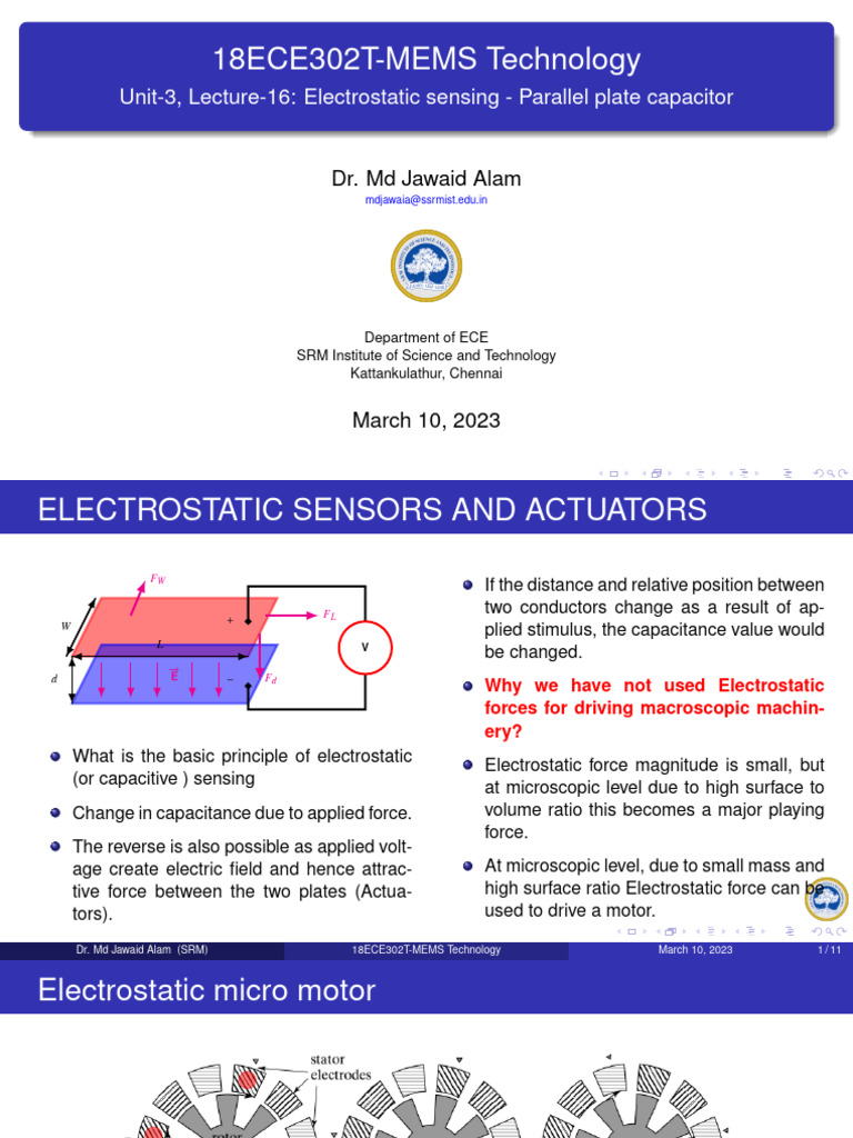 18ece302t U3 L16 Electrostatic Sensing Parallel Plate Capacitor Pdf