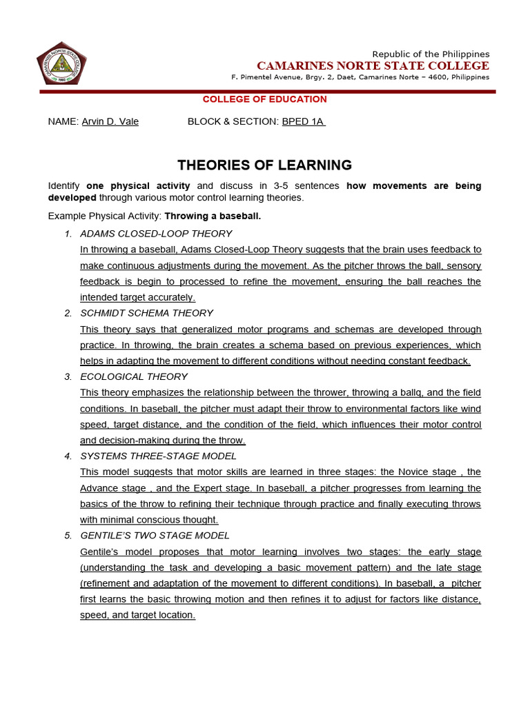 Vale - Theories of Learning Classwork | Download Free PDF | Learning | Behavioural Sciences