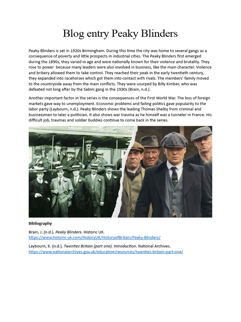 Historical Context Peaky Blinders | PDF | History