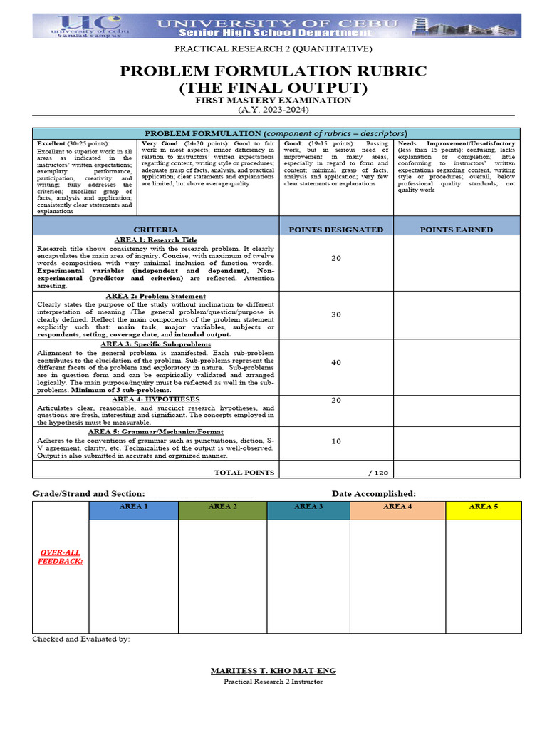 Research Problem Formulation Guide | PDF | Hypothesis | Rubric (Academic)