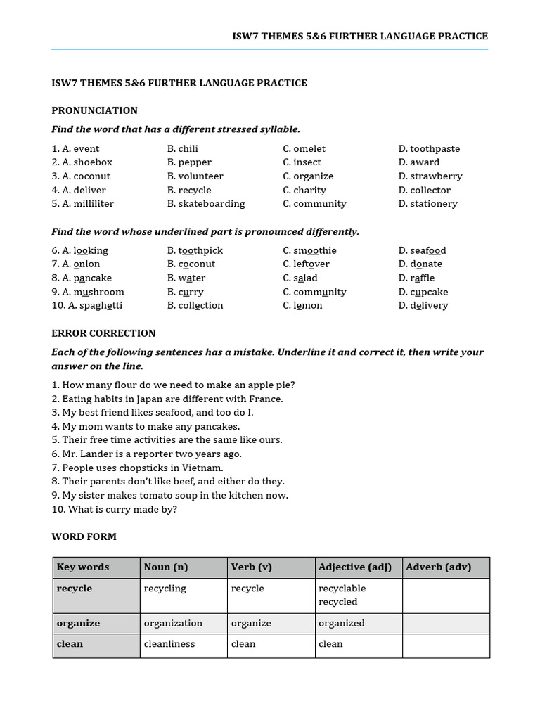 SW7 - Themes5 - 6-Further Practice | PDF | Adverb | Adjective