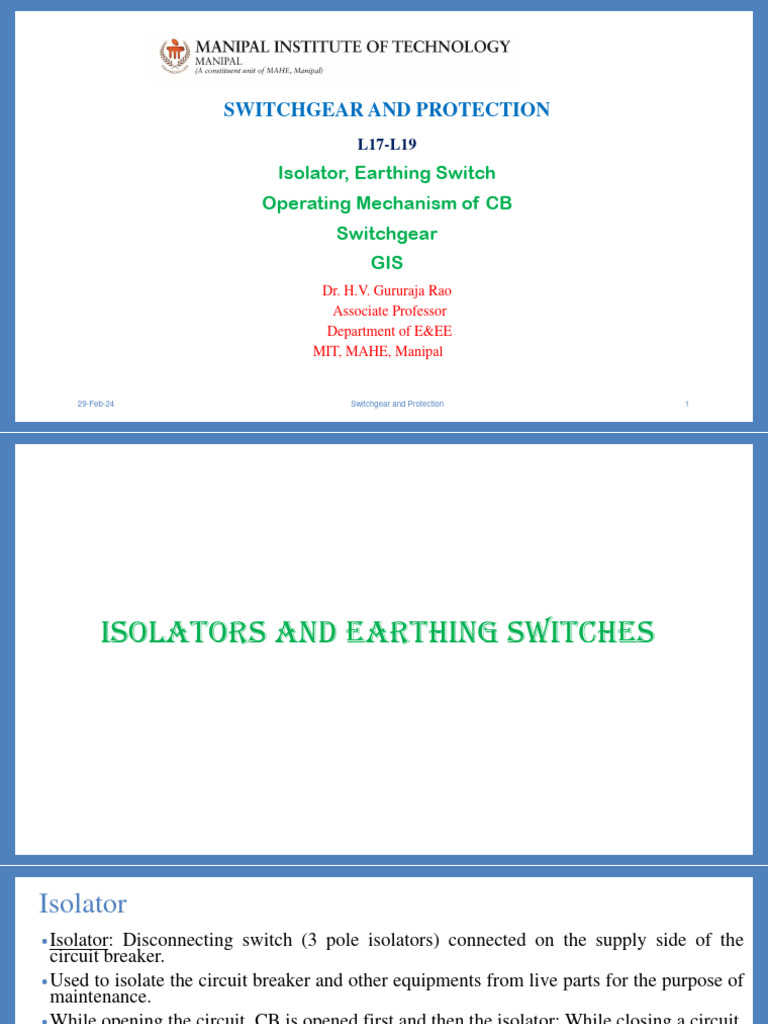 L17 L19 Operating Mechanism SG GIS Isolator ES - Removed | PDF | Power ...