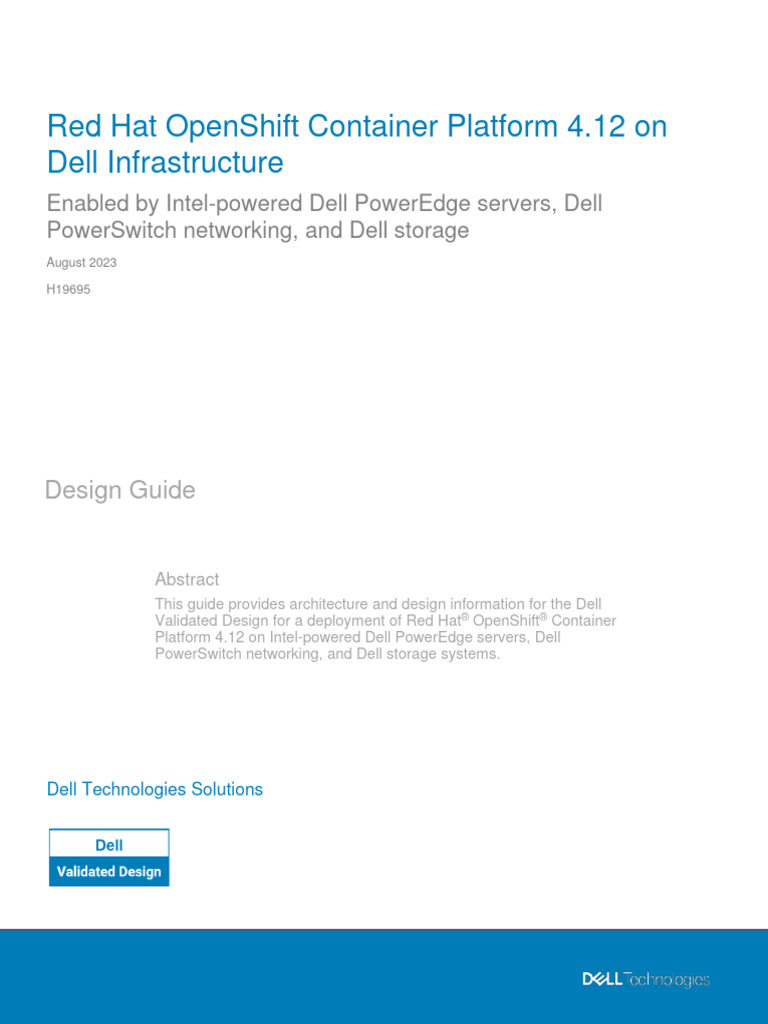 Design Guide - OpenShift 4.12 On Dell Intel Infrastructure | PDF | Computer Cluster | Virtualization