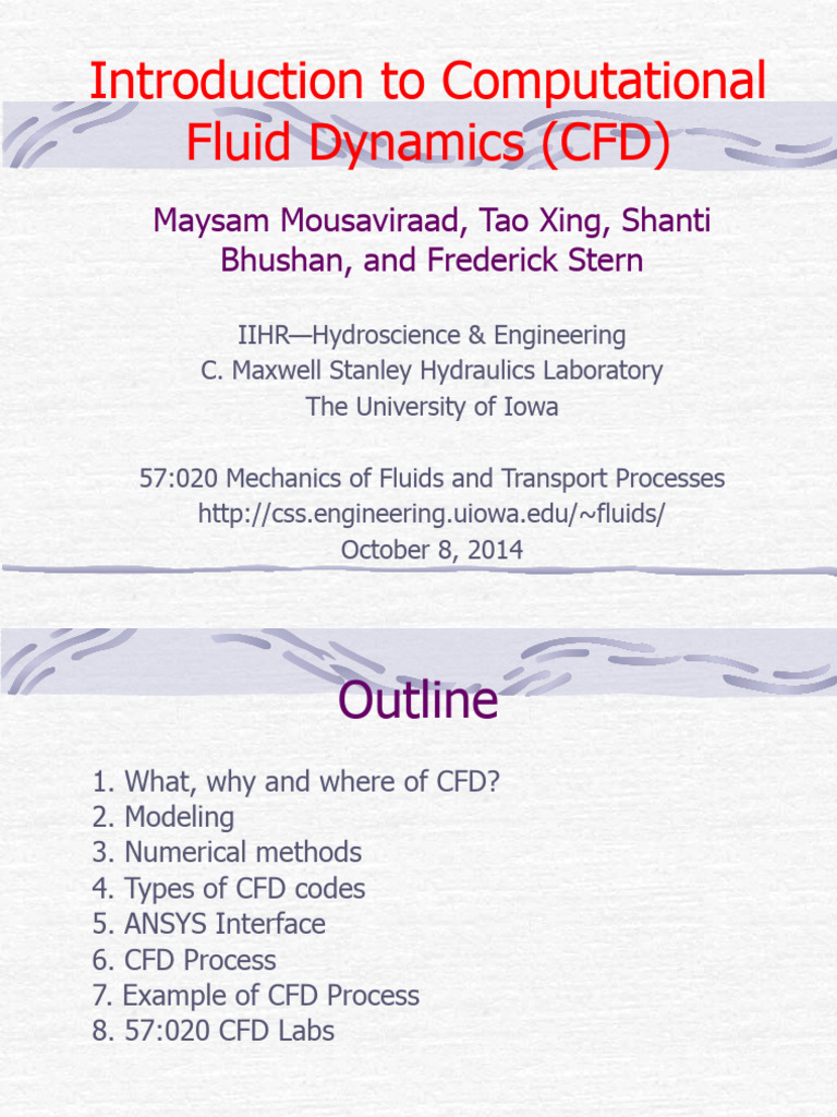 CFD Lecture (Introduction To CFD) - 2014 | PDF | Fluid Dynamics | Computational Fluid Dynamics