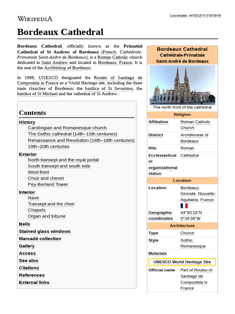 Bordeaux_Cathedral | PDF | Architectural Design | Architecture