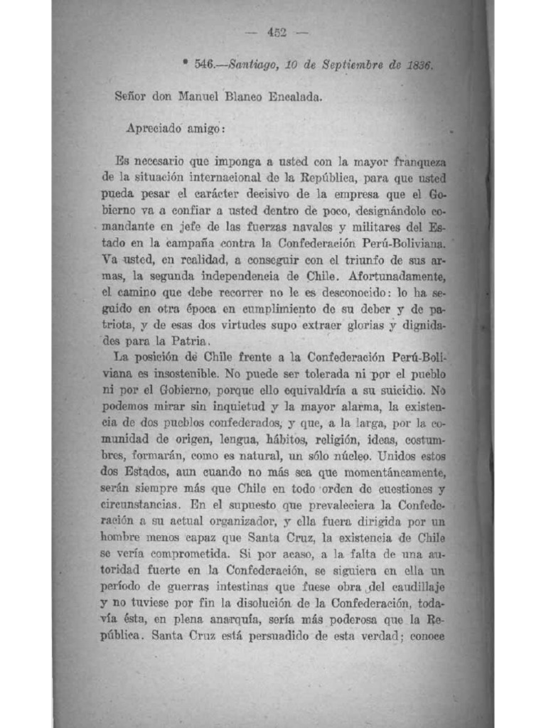 Carta de Portales a Encalada sobre Chile | PDF | Política | Derecho