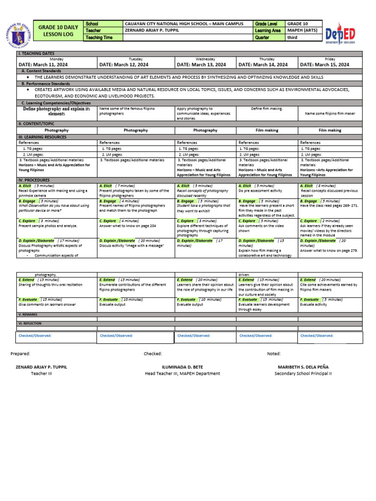 3rd Quarter Week 5 Arts | PDF | Behavior Modification | Human Communication