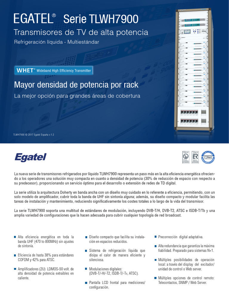 EGATEL FolletoTransmisorAltaPotencia TLWH7900 | PDF | Electrónica ...
