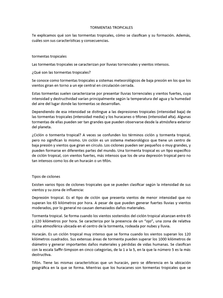 Tormentas Tropicales | PDF | Ciclones tropicales | Tormentas