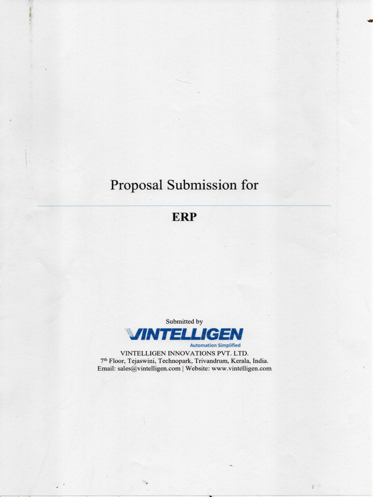 Vintelligen Erp Proposal | PDF | Customer Relationship Management ...