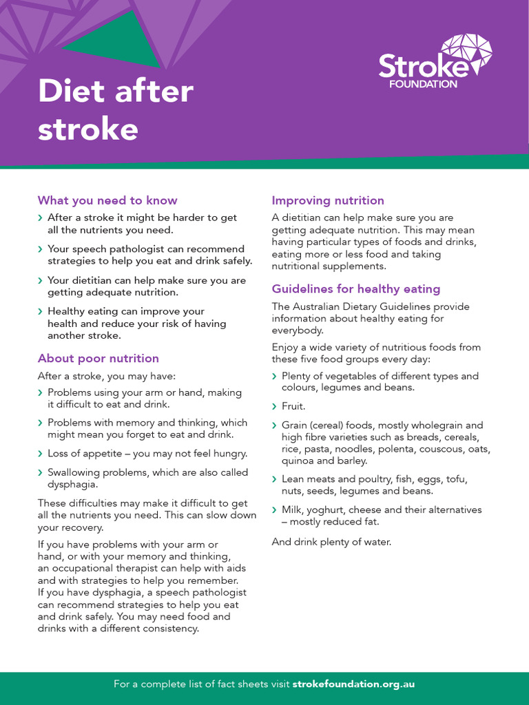 Nutrition Tips for Stroke Survivors | PDF | Fat | Healthy Diet