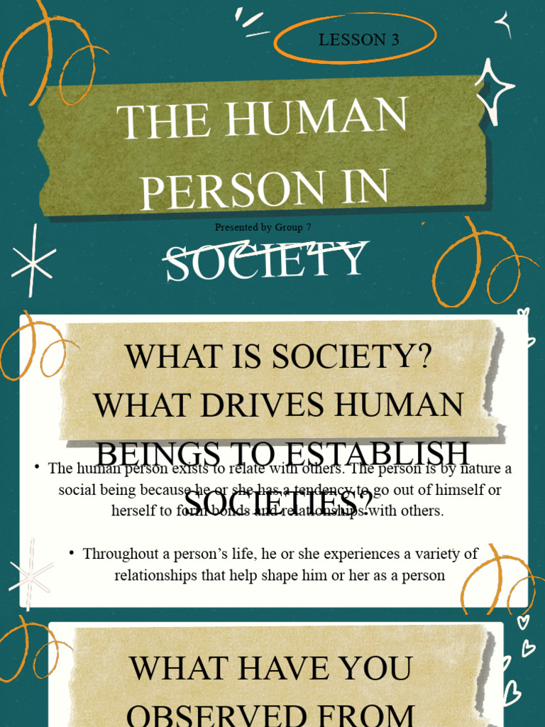 Group 7. Lesson 3 the Human Person in Society | PDF | Social Contract ...