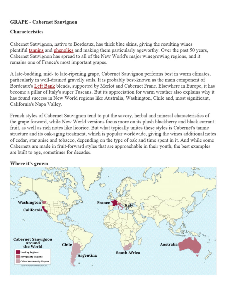 Cabernet Sauvignon Wine Guide | PDF | Fermented Drinks | Grape