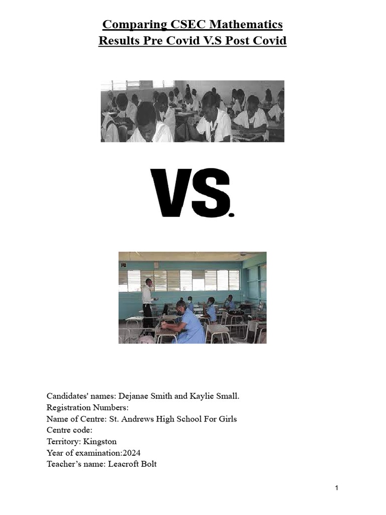 Mathematics SBA (Comparing Csec Pre-Covid Versus Post-Covid) | PDF ...