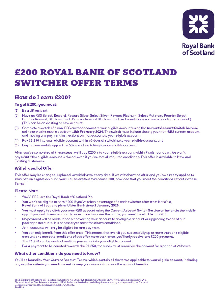 RBS £200 Switch Offer Guide | PDF | Personal Finance | Banking