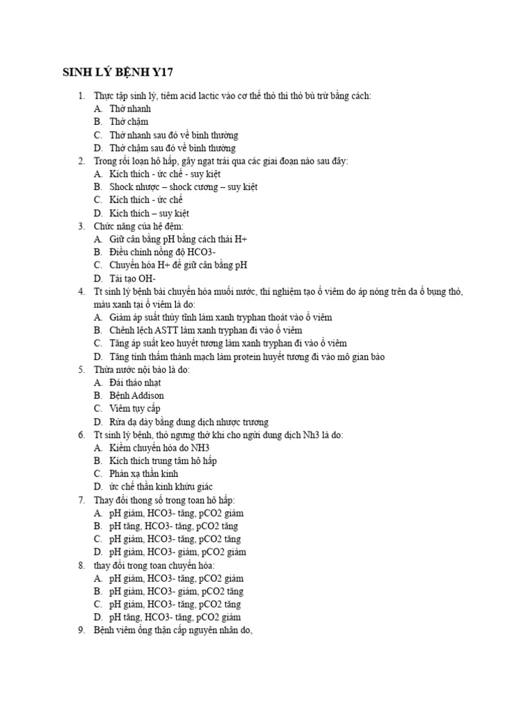 Sinh Lý Bệnh Y17 | PDF