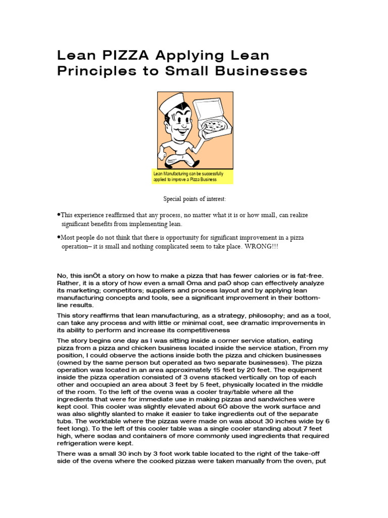 Lean PIZZA Applying Lean Principles To Small Businesses:: Special Points of Interest | PDF ...