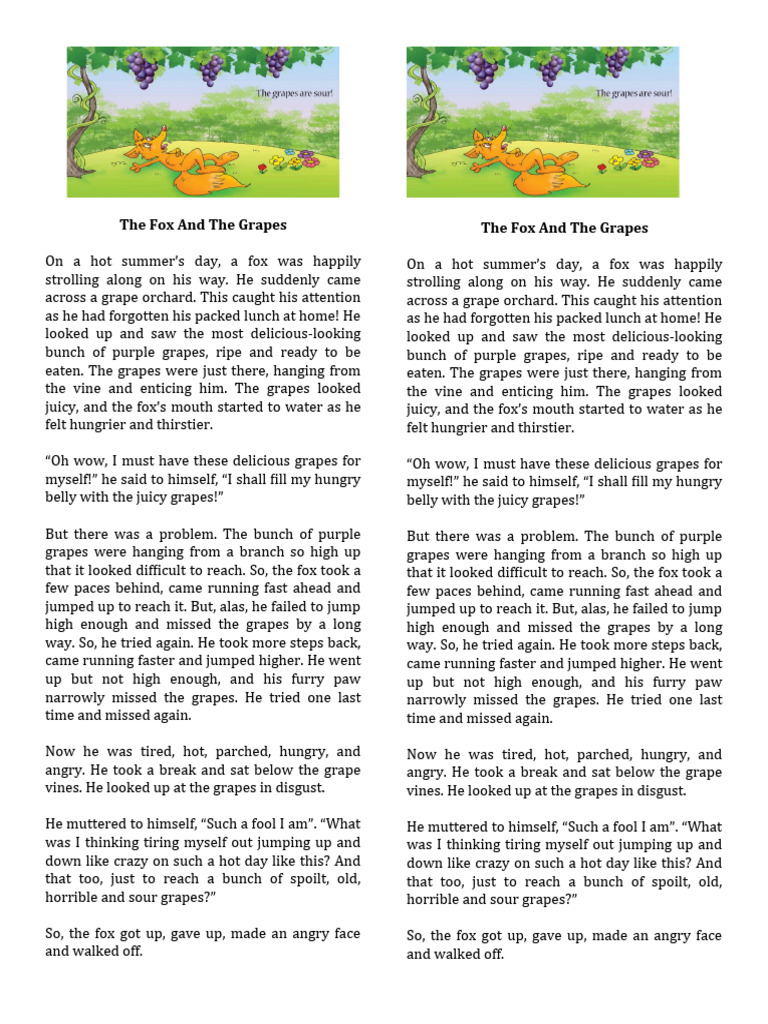 The Fox and The Grapes | PDF | Grape | Vitis
