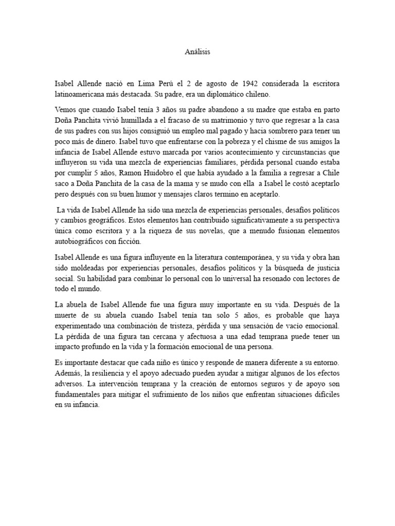 Vida y obra de Isabel Allende | PDF