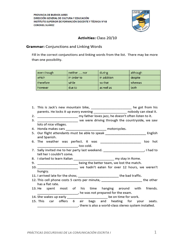 Class 2 - Activities | PDF | Grammar | Language Mechanics
