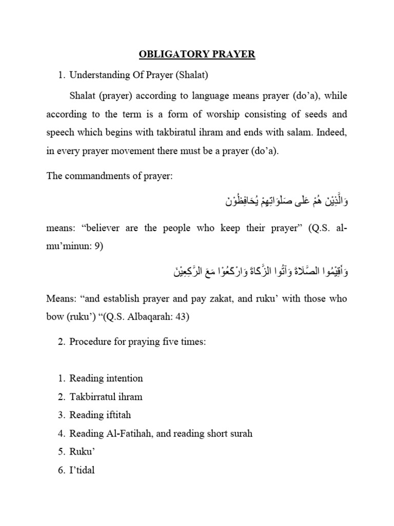 Obligatory Prayer: Five Daily Steps | PDF | Language Arts & Discipline