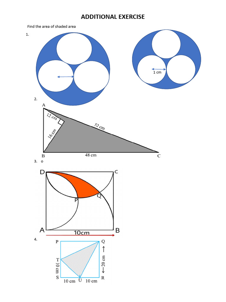 Area Calculation of Shaded Regions | PDF