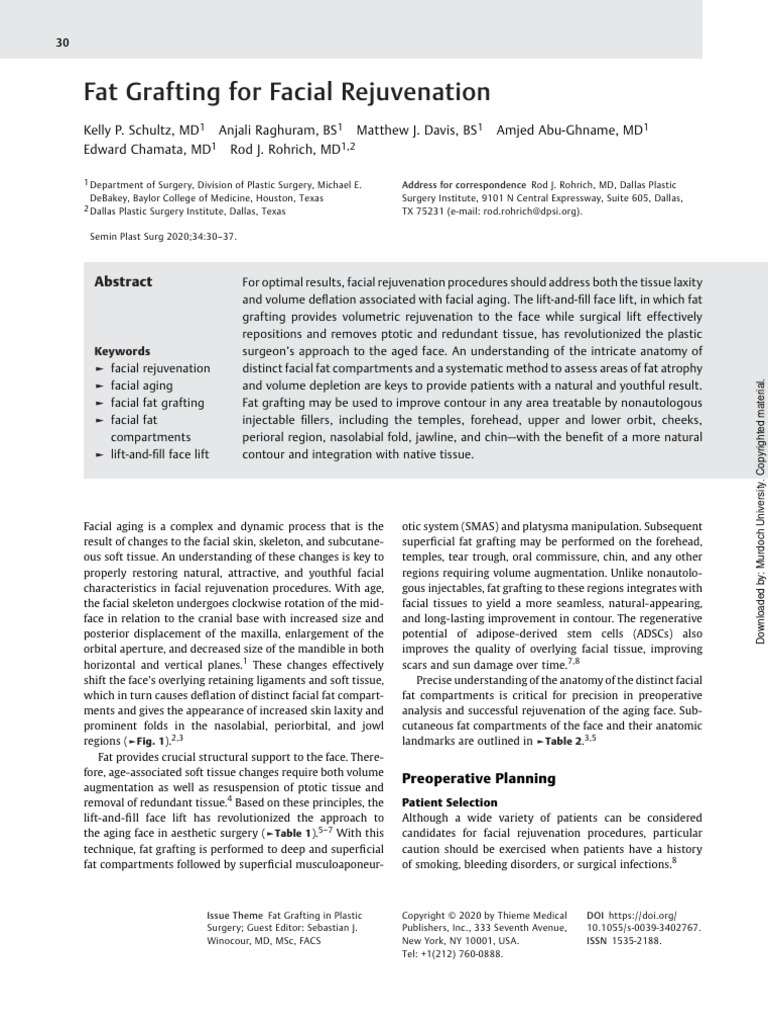 Fat Grafting For Facial Rejuvenation Fat Compartments Pdf Anatomy