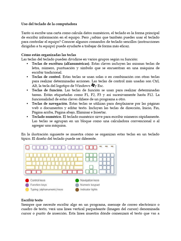 Uso eficiente del teclado de computadora | PDF | Teclado | Informática