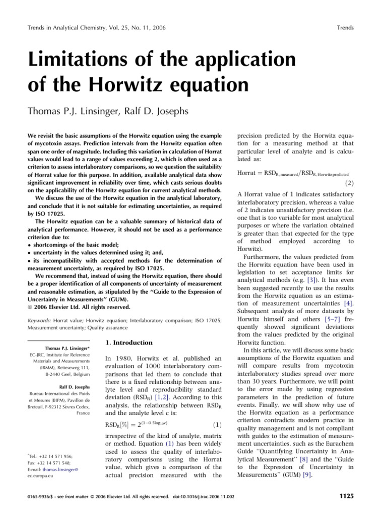 Horwitz | PDF | Regression Analysis | Elisa