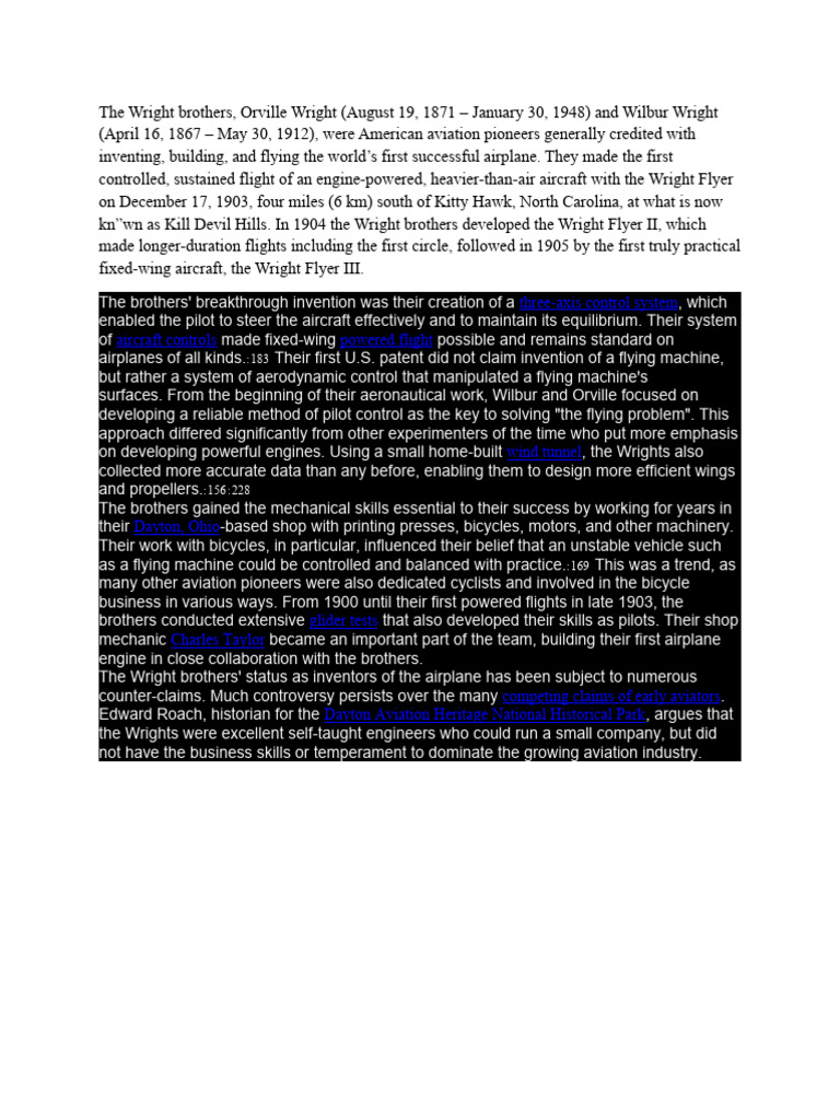 Wright Brothers | PDF | Wright Brothers | Wright Flyer