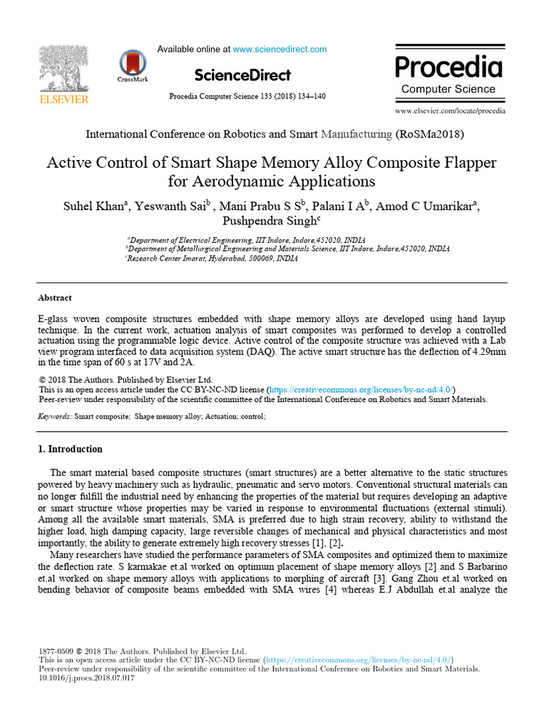 Active Control of Smart Shape Memory Composites | PDF | Shape Memory ...