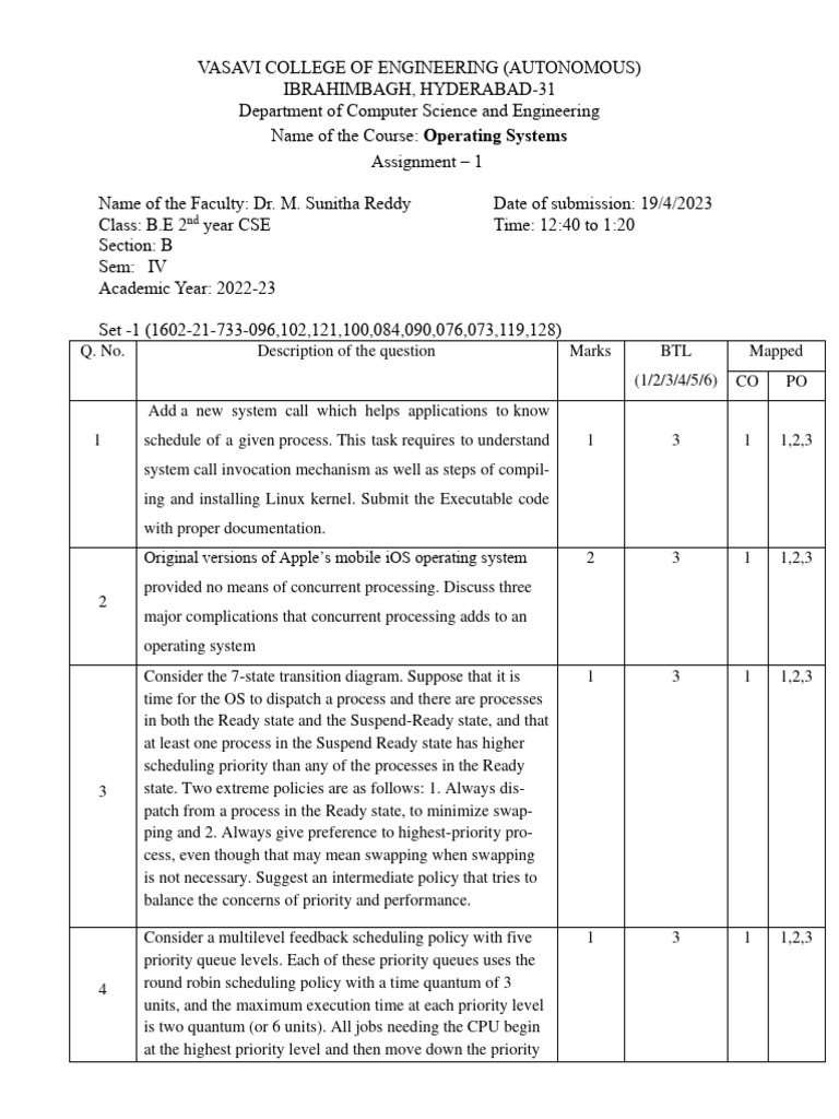 Os Assignment 1 22 23 Pdf Scheduling Computing Process Computing 