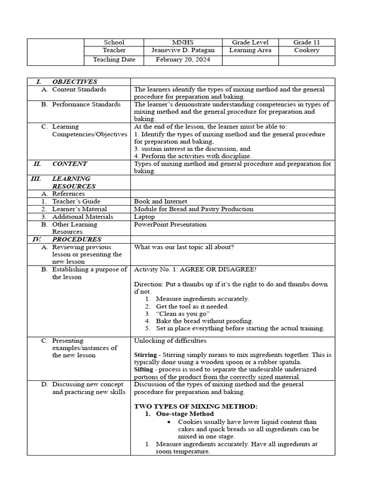 Dll M2 Mixing Method Pdf Dough Baking