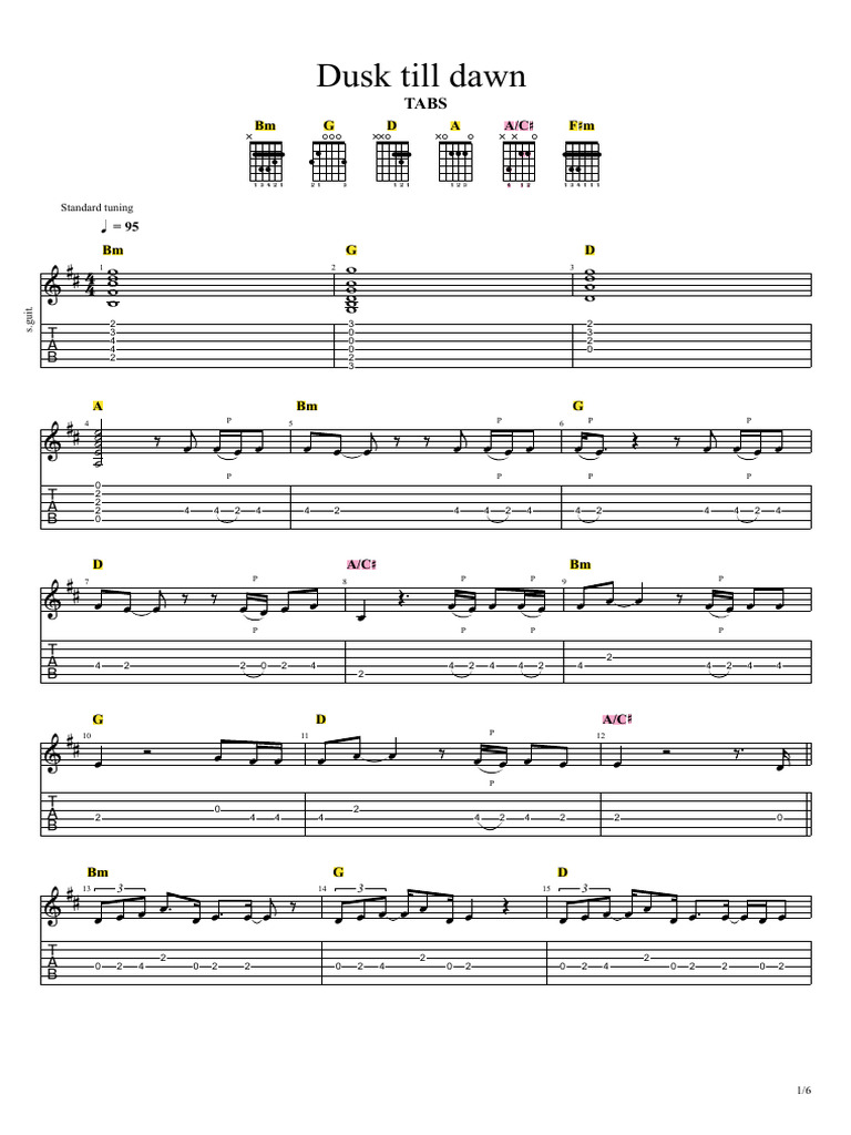 Dusk Till Dawn Guitar Tabs Guide | PDF
