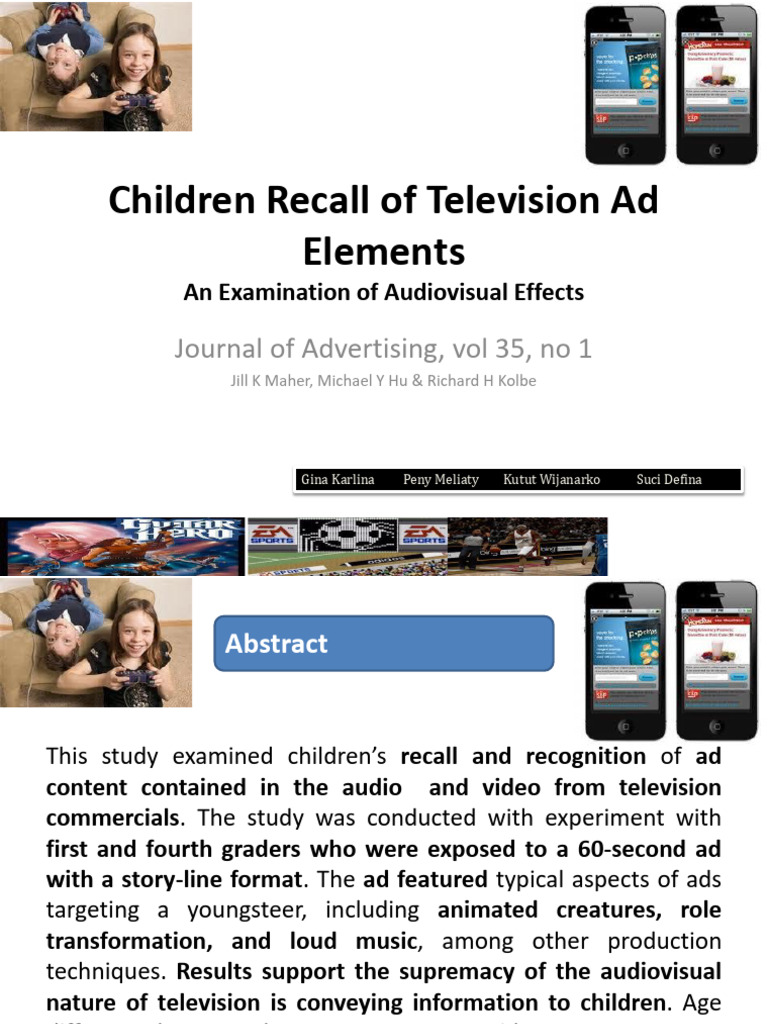 Children Recall of Television Ad Elements - Presentasi Fix | PDF ...