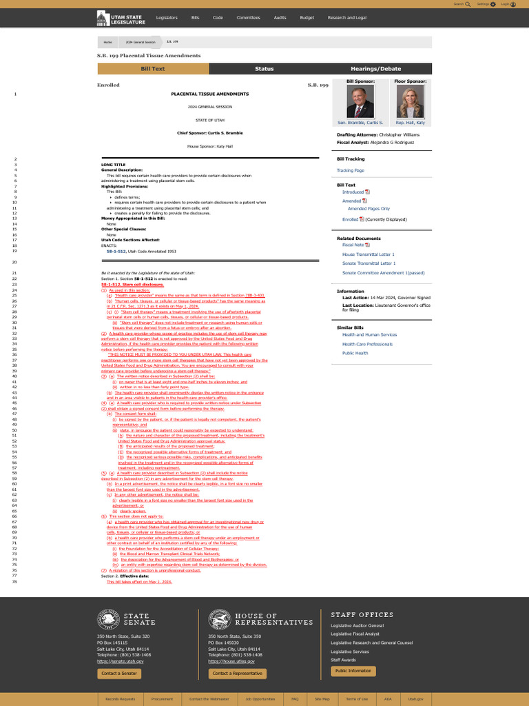 Placental “Stem Cells” and The State of Utah vs the Food and Drug ...