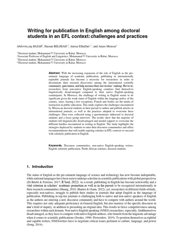 Writing For Publication in English Among Doctoral Students | PDF | Chi ...