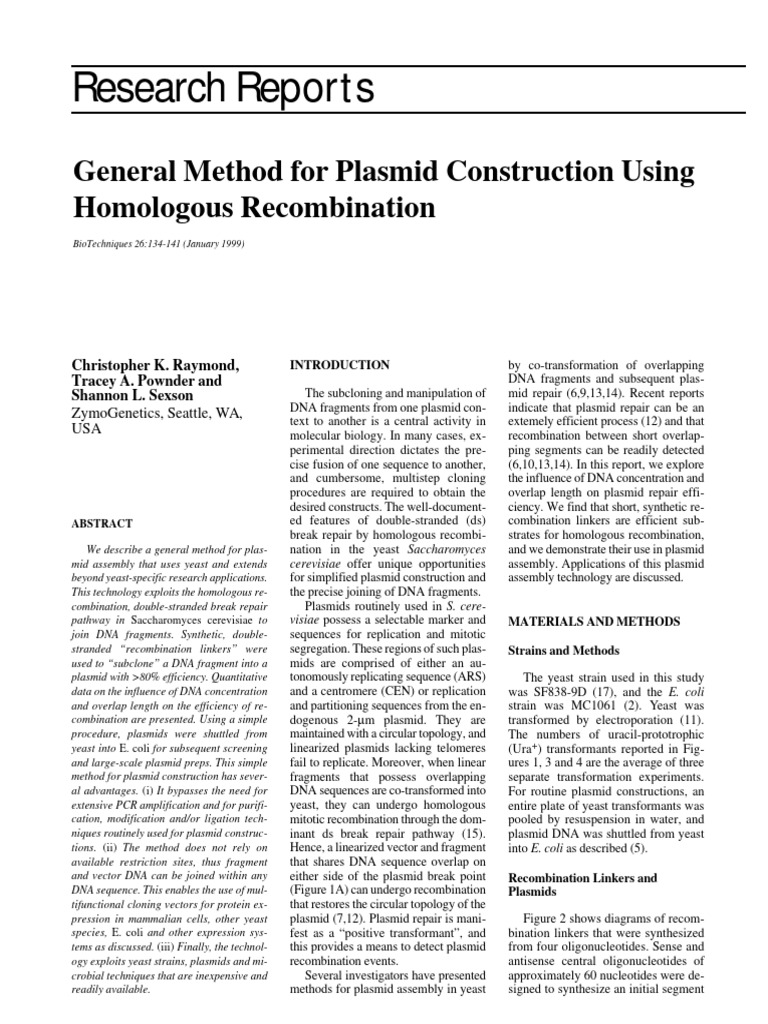 Efficient Plasmid Construction Method | PDF | Plasmid | Molecular Cloning