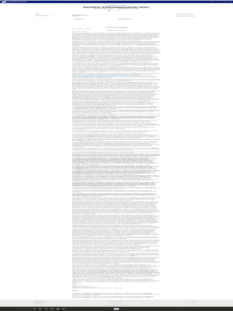 Invitrx Therapeutics, Inc. - 630712 - 11:09:2022 - FDA | PDF | Federal ...