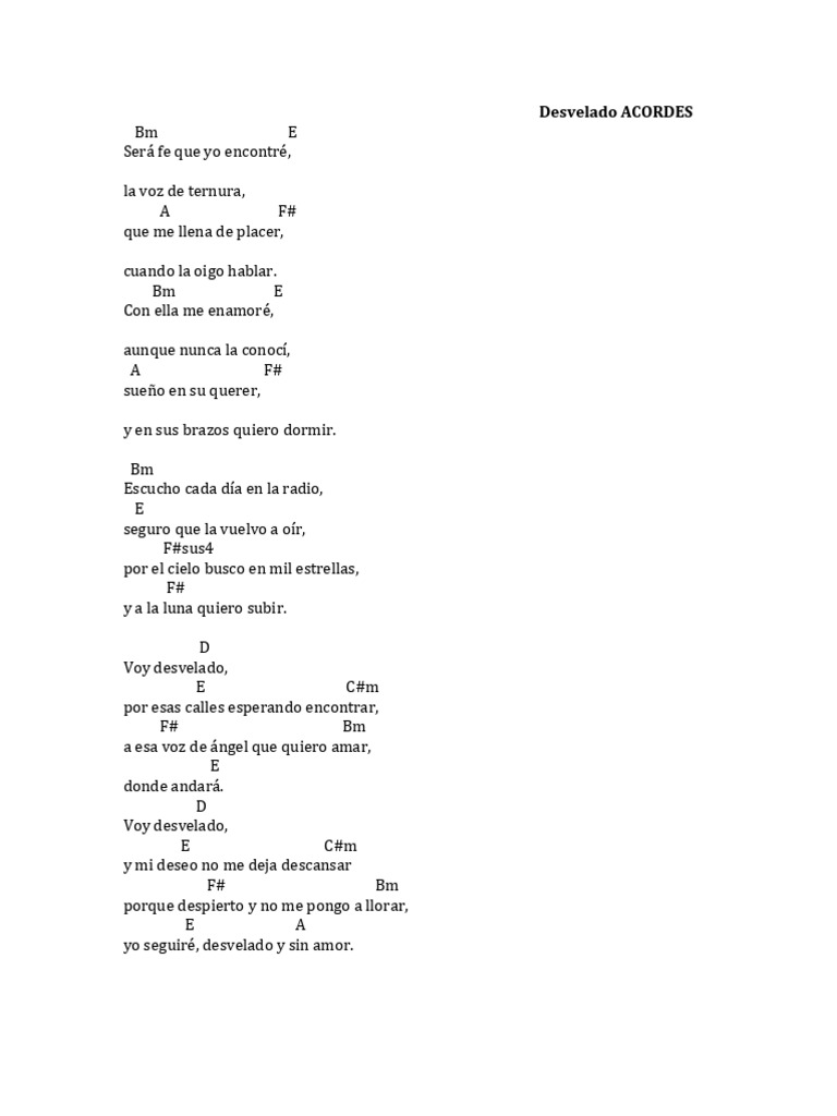 Desvelado ACORDES | PDF